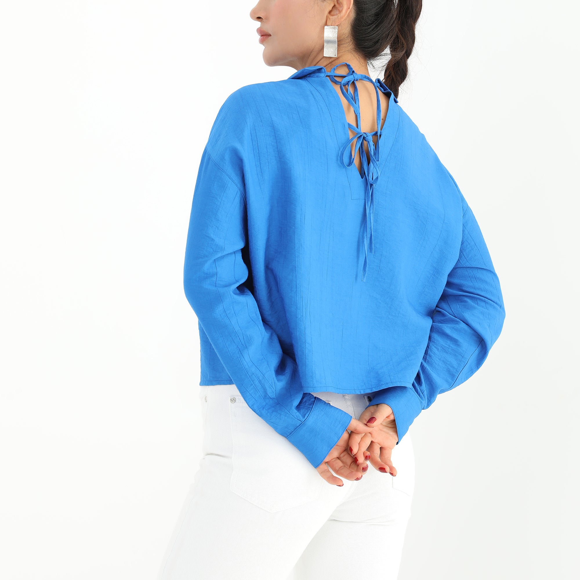 Tie Back Straight Hem Button Front Shirt 60643 – SoulofMu